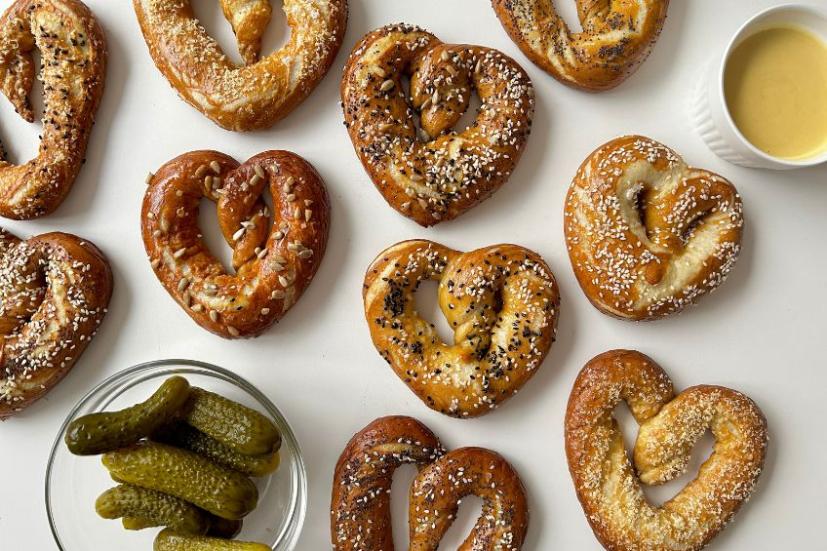 Savoury Heart-Shaped Pretzels With Honey Mustard Dip Recipe